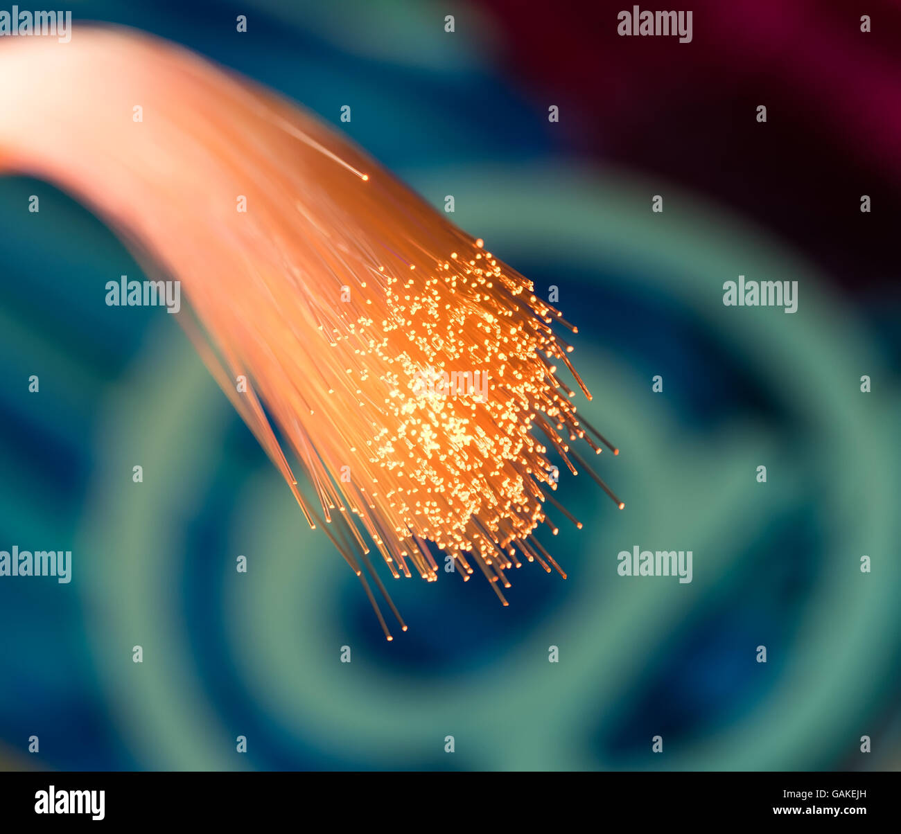 optical fibres dinamic flying from deep on technology background Stock ...