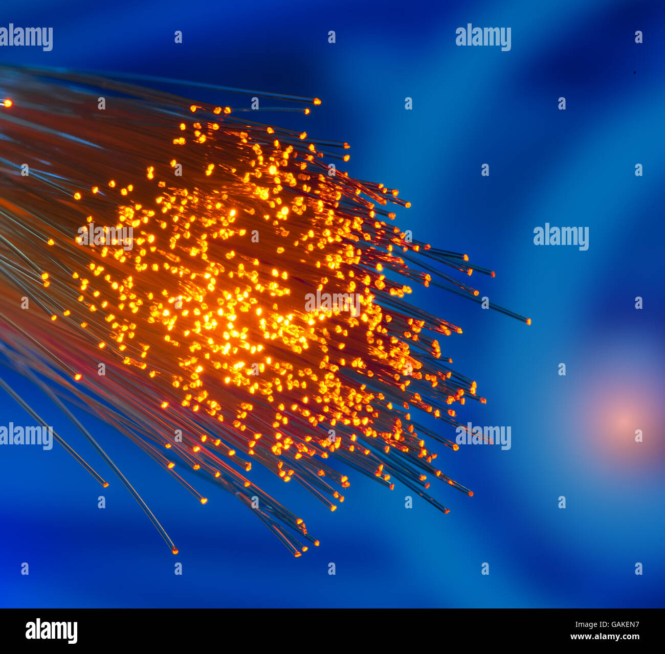 optical fibres dinamic flying from deep on technology background Stock ...