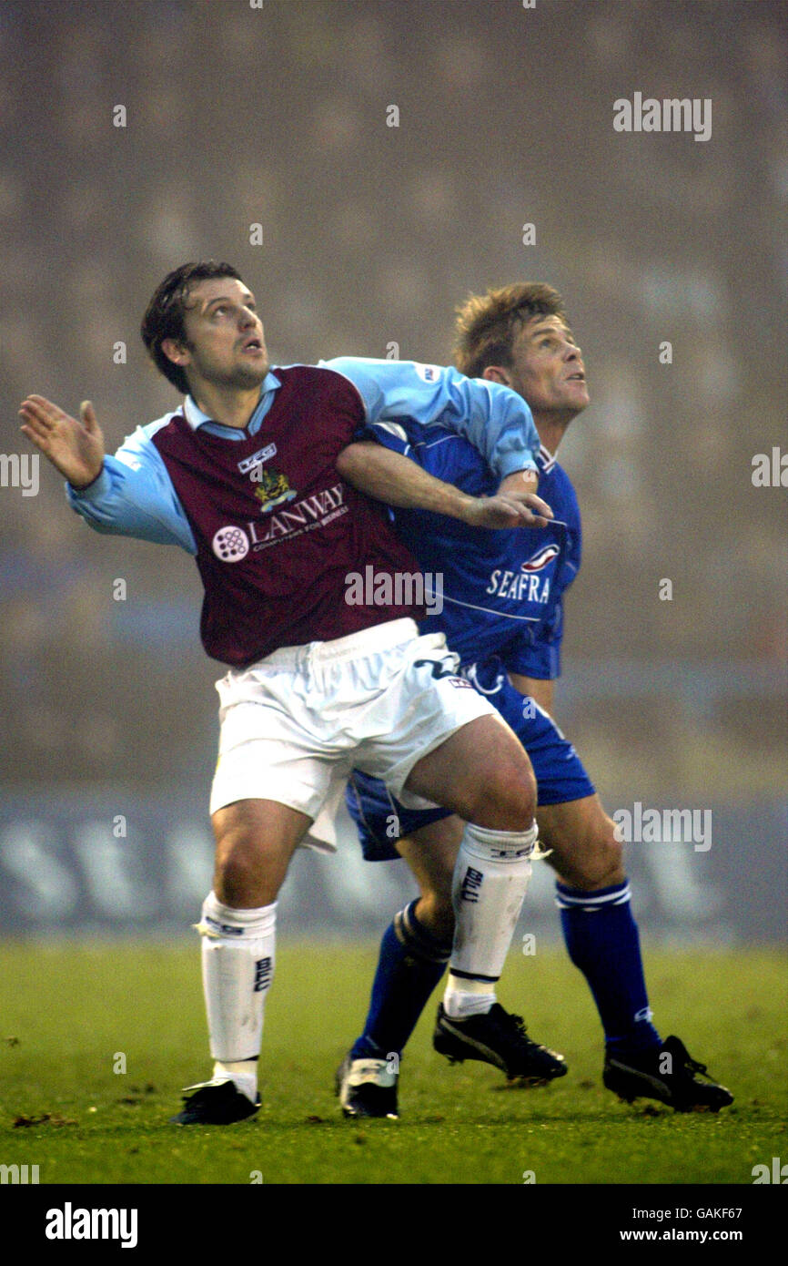 (L-R) Burnley's Robbie Blake and Gillingham's Andy Hessenthaler battle ...