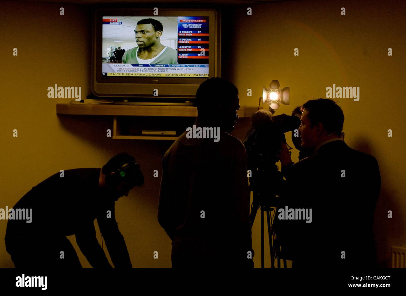 Soccer fa cup draw reaction oakwell hi-res stock photography and images ...