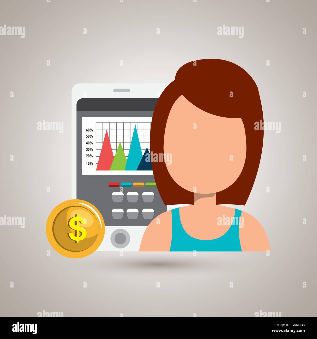 person with economy statistics isolated icon design Stock Vector Image ...