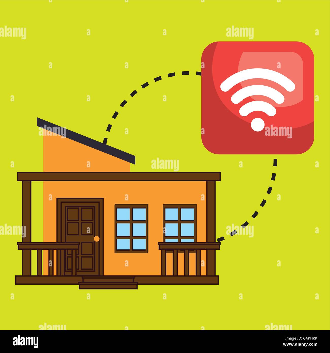 smart home with wifi connection isolated icon design, vector ill Stock ...