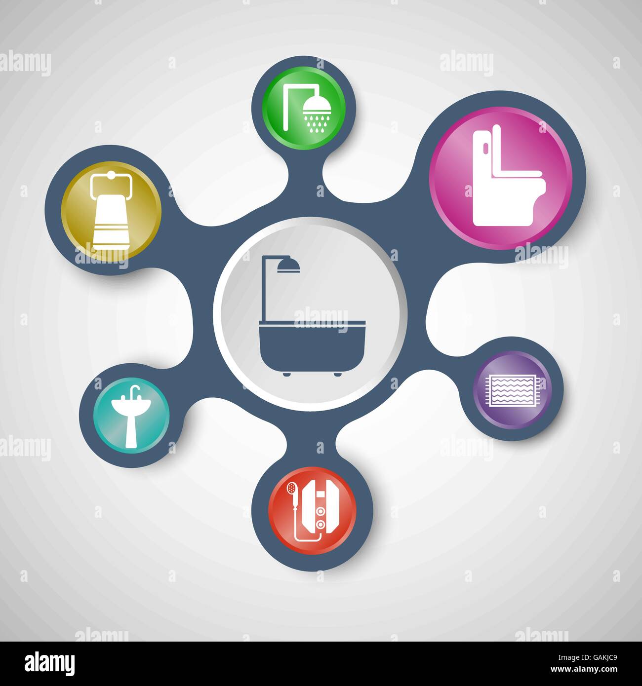 Bathroom infographic templates with connected metaballs, stock vector ...