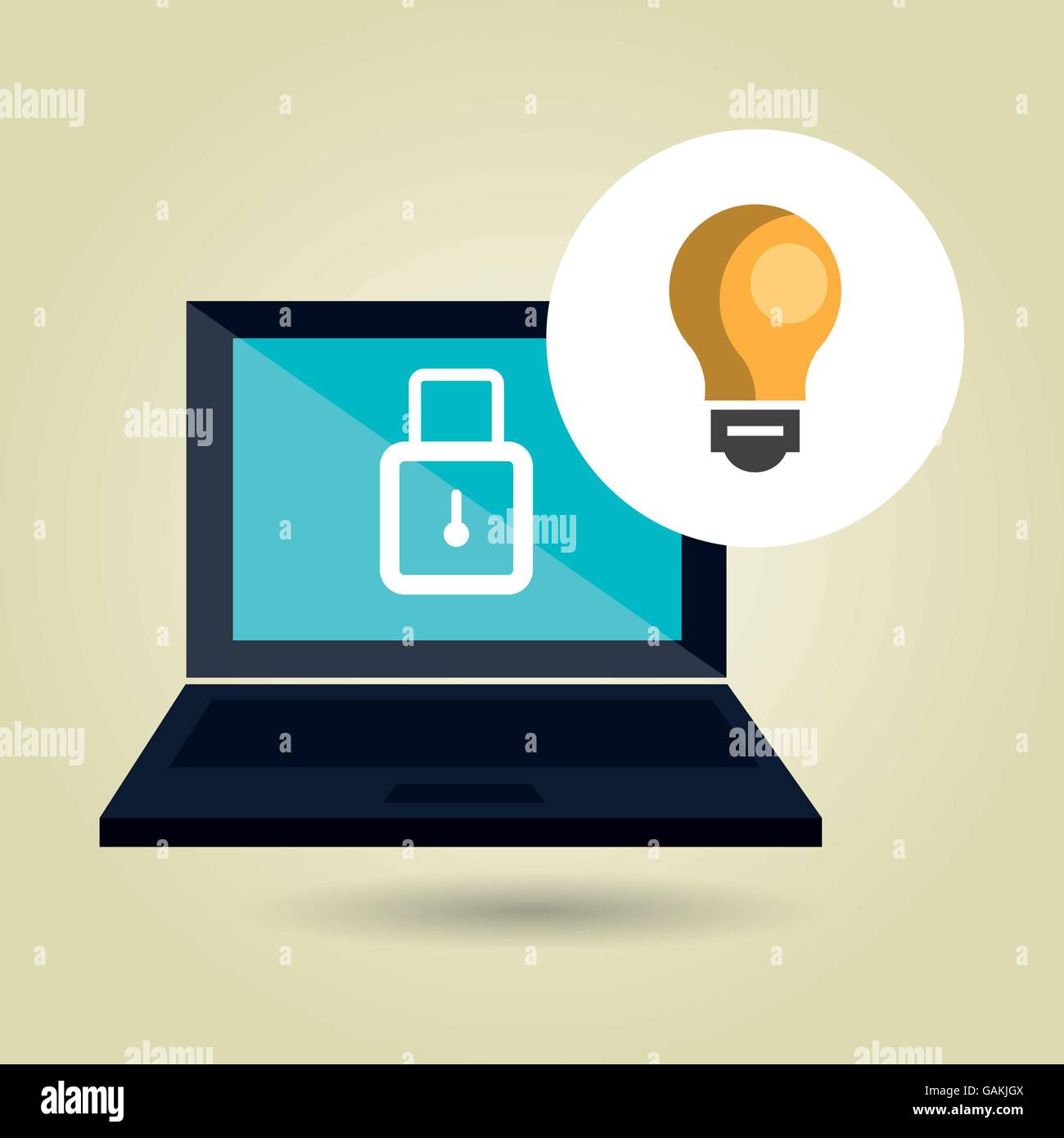 computer laptop with bulb light isolated icon design Stock Vector Image ...