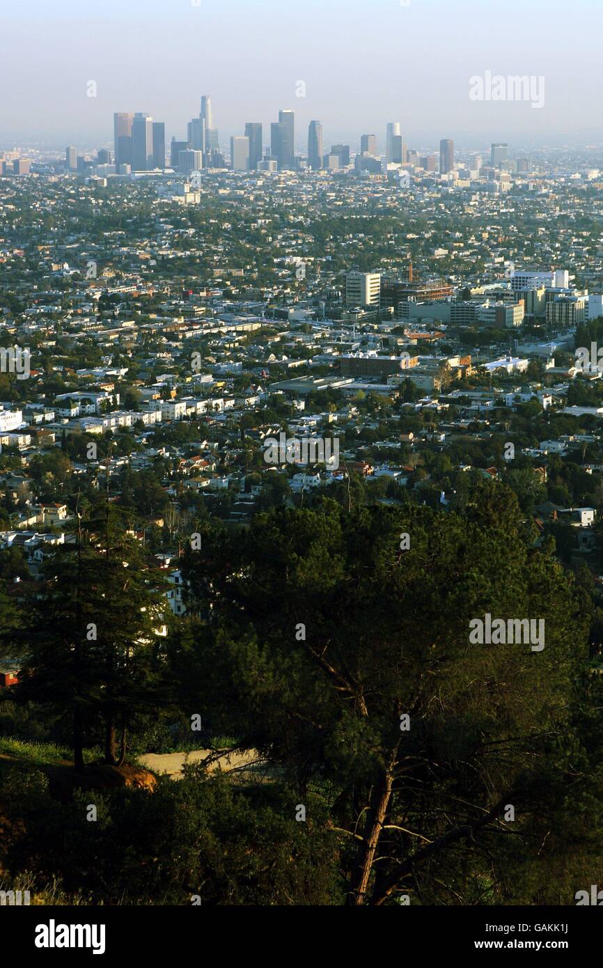 General view from the Griffith Observatory in Los Angeles Stock Photo ...