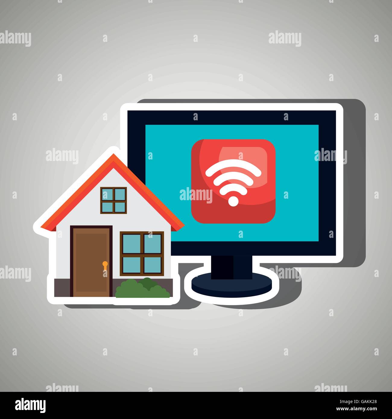 smart home with wifi connection isolated icon design Stock Vector Image ...