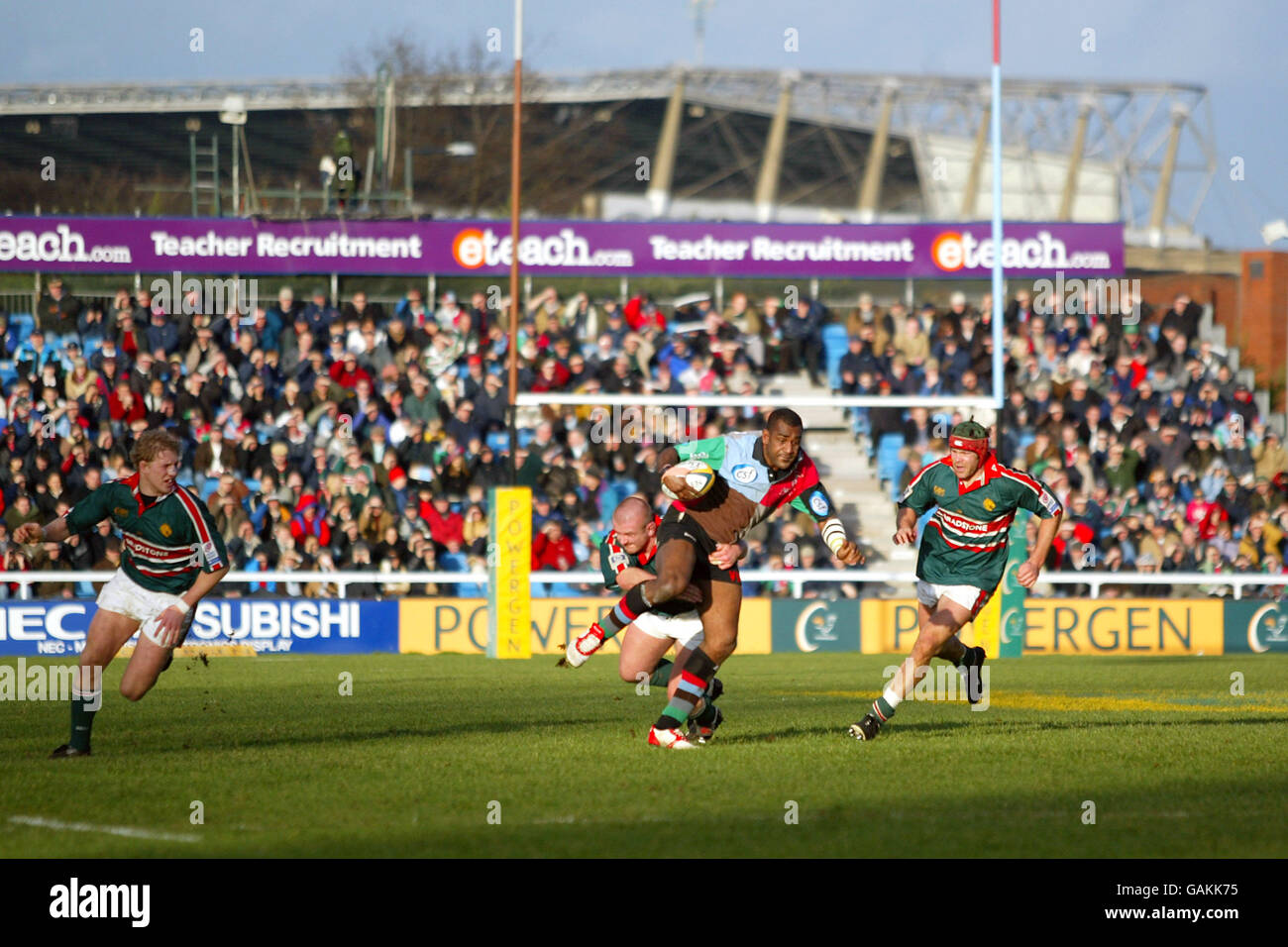 Amid the Twickenham Rugby stadium backdrop, NEC Harlequins' Viliame ...