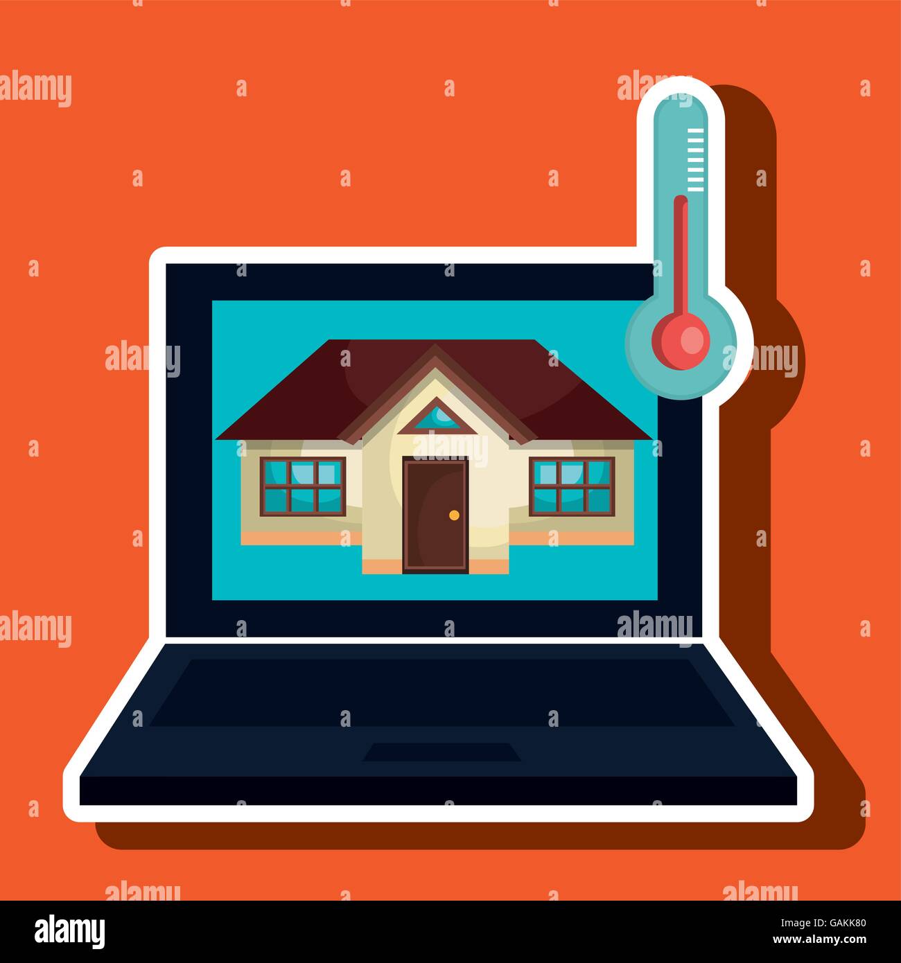 smart home with laptop computer isolated icon design Stock Vector Image ...
