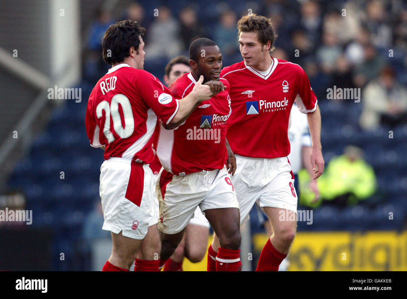 Nottingham Forest's David Johnson celebrates his goal with team mates ...