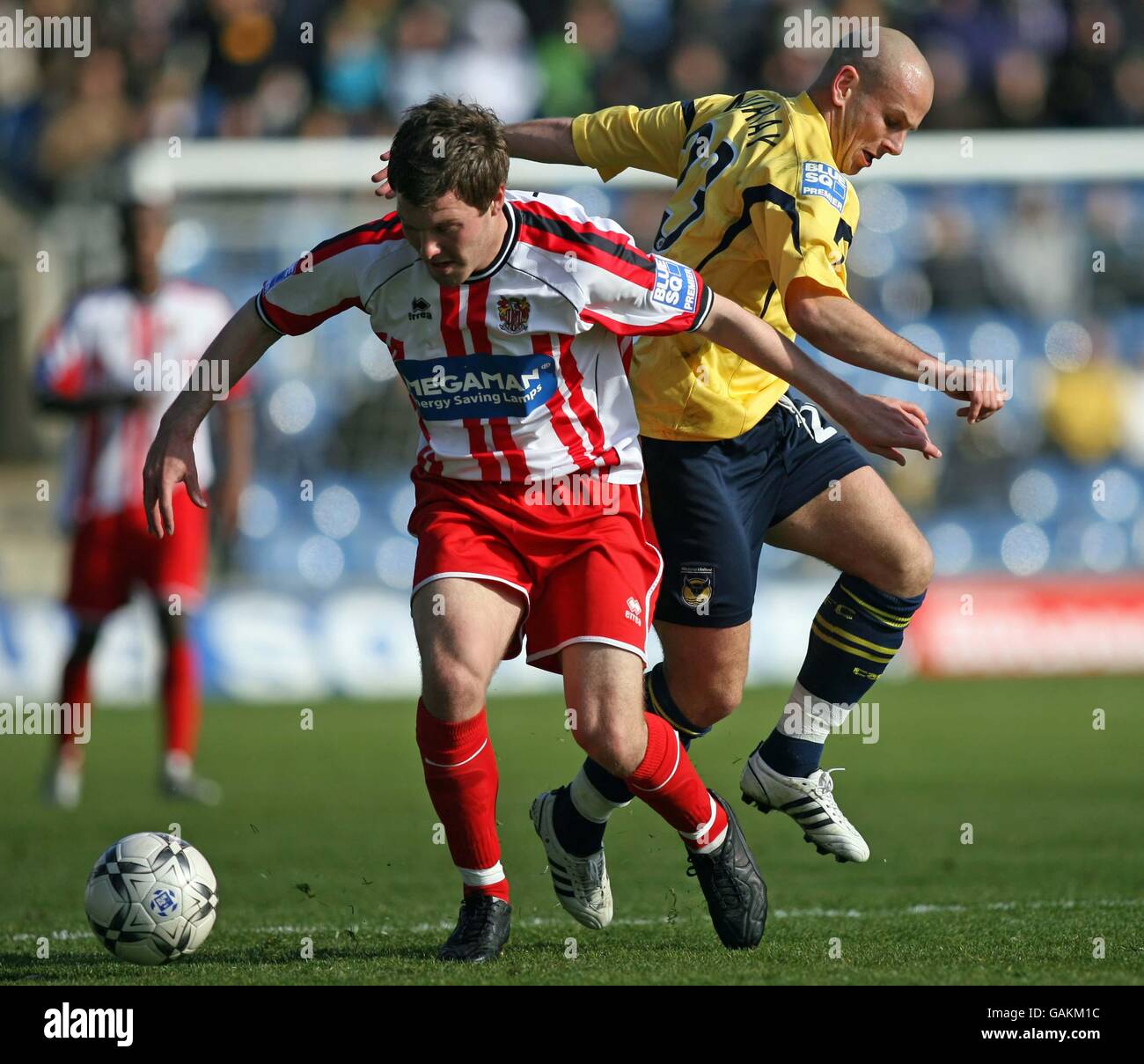 Oxford United's Adam Murray and Stevenage Borough's Scott Laird Stock ...