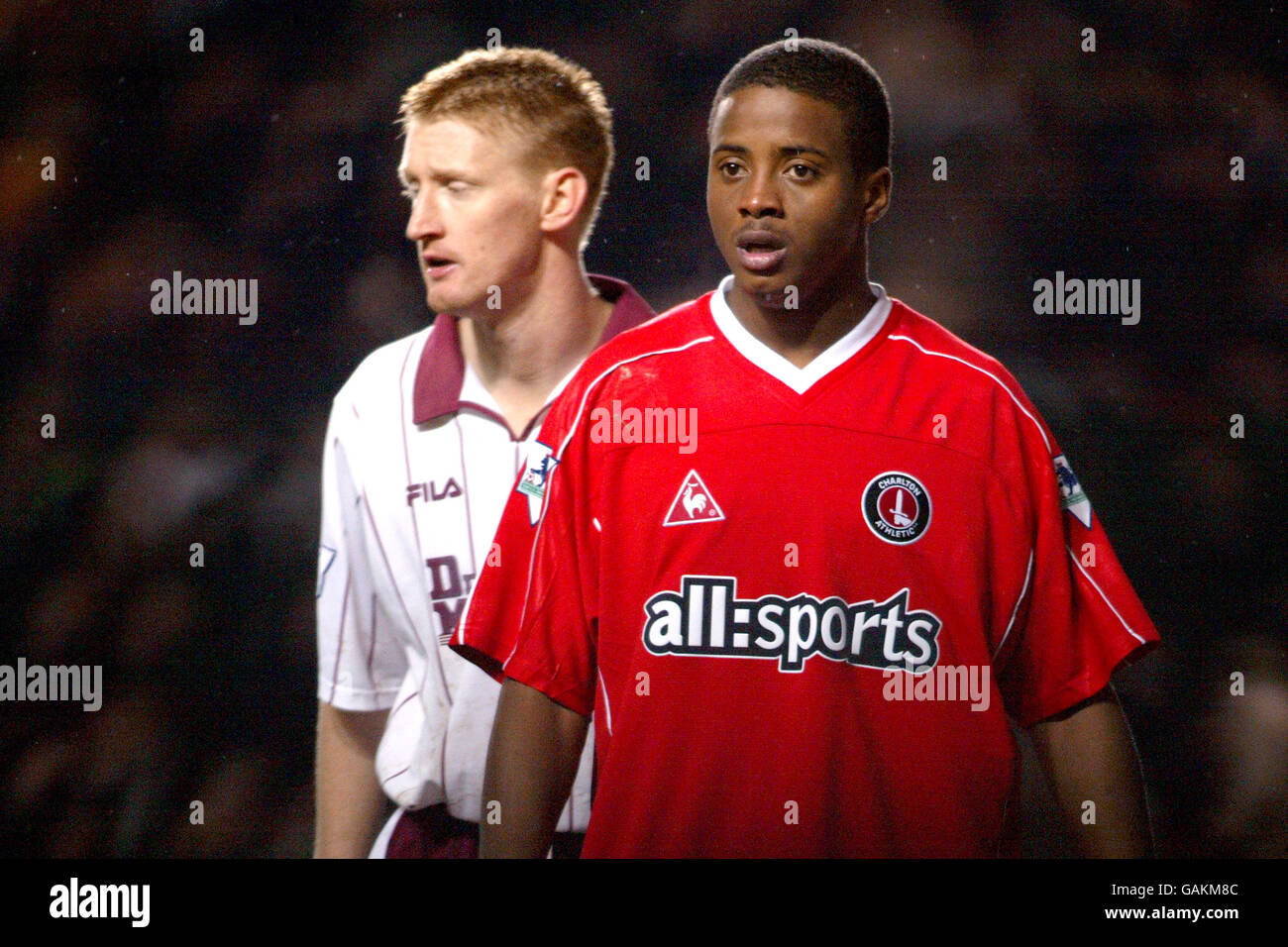 West Ham United's Steve Lomas (l) stands behind Charlton Athletic's ...