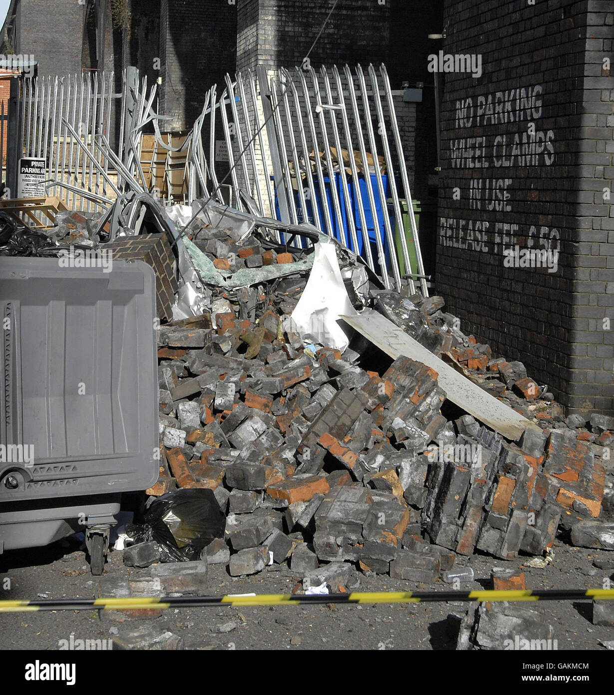 Rail wagons derailed. Rail wagons derailed on the viaduct in Digbeth ...