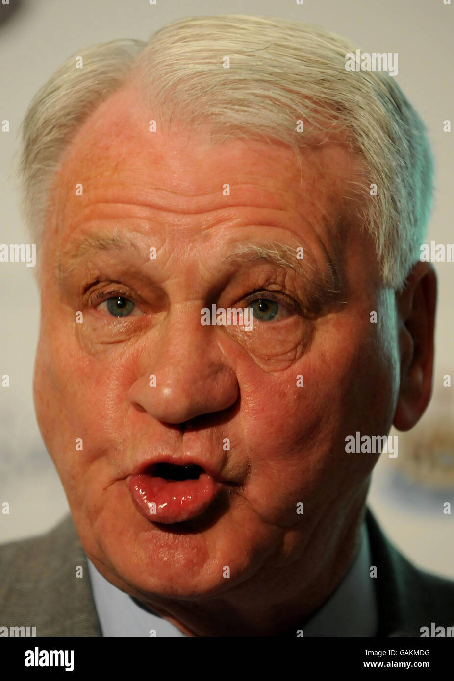 Sir Bobby Robson who is fighting cancer himself, today at the launch of ...