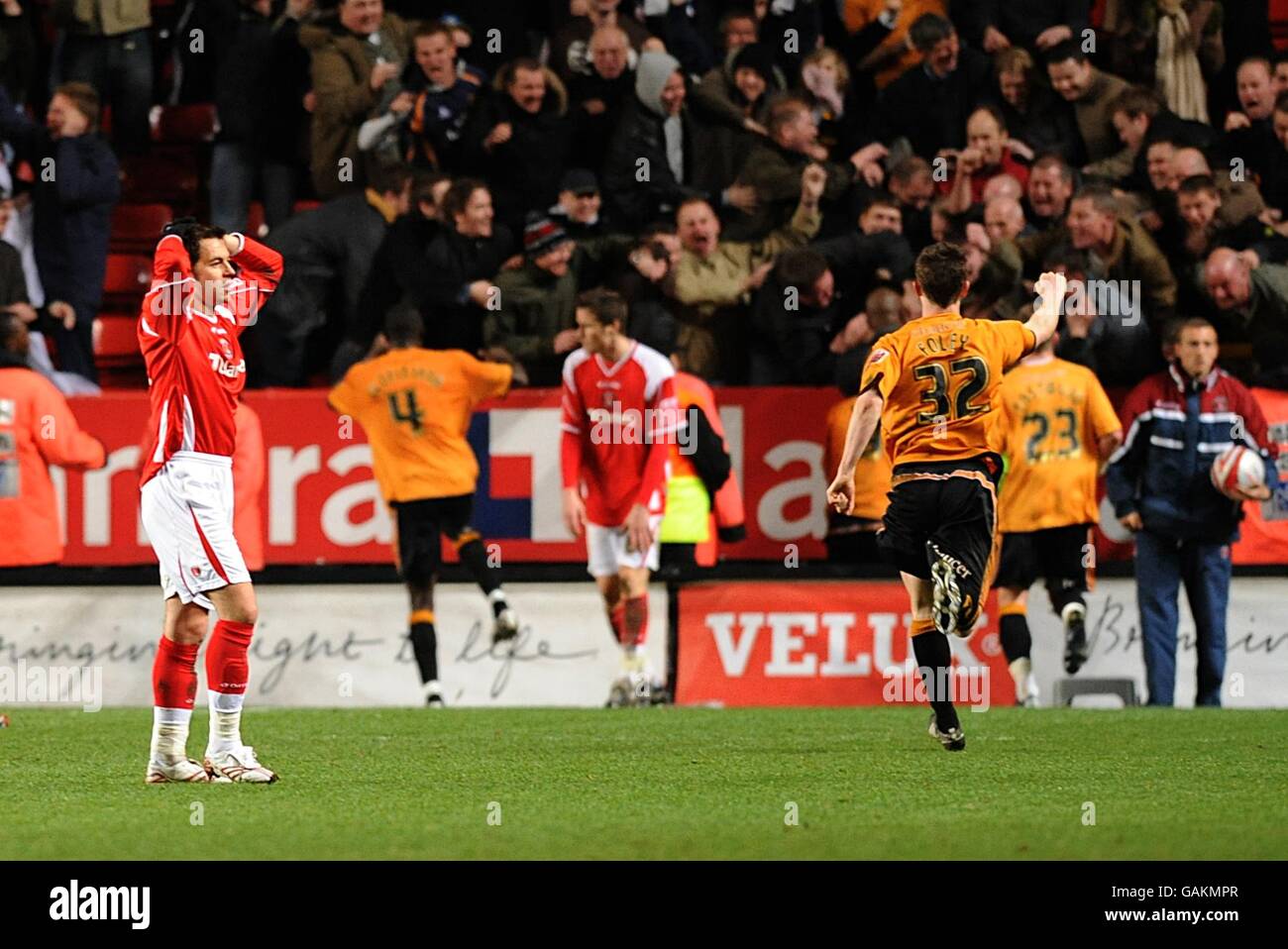 Charlton Athletic's Lee Cook (left) looks dejected as Wolverhampton ...