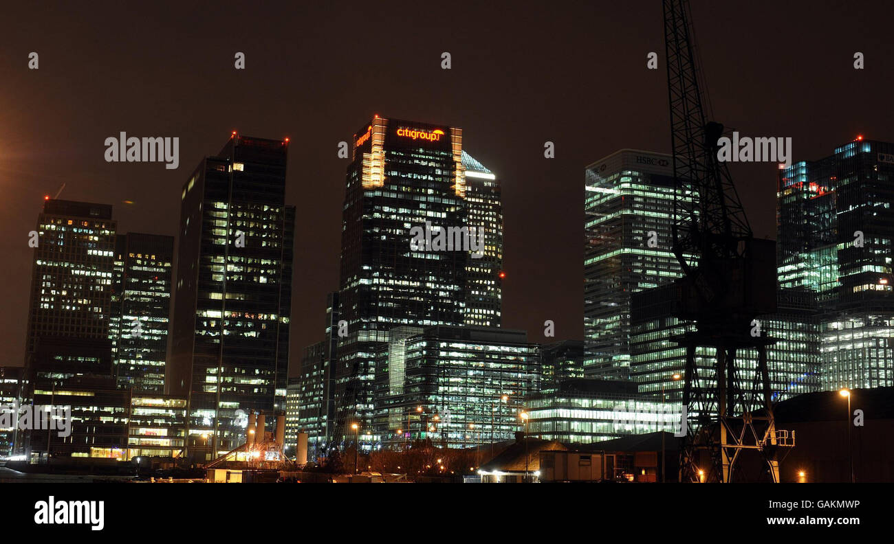 The lights at docklands as london ignores the earth hour hi-res stock ...