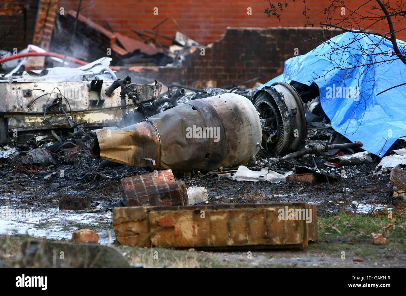 Kent plane crash. Wreckage from a crashed aircraft in Farnborough, Kent ...