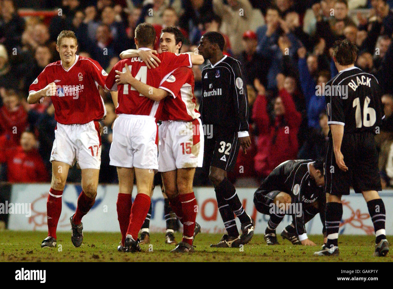 l-r Nottingham Forest's Michael Dawson, Chris Doig and John Thompson ...