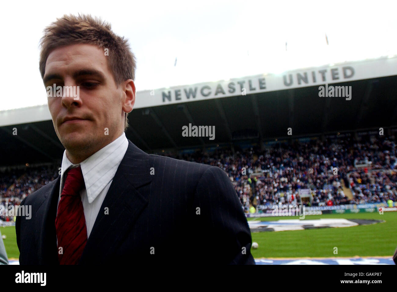 Newcastle United's new signing Jonathan Woodgate is paraded to the fans ...