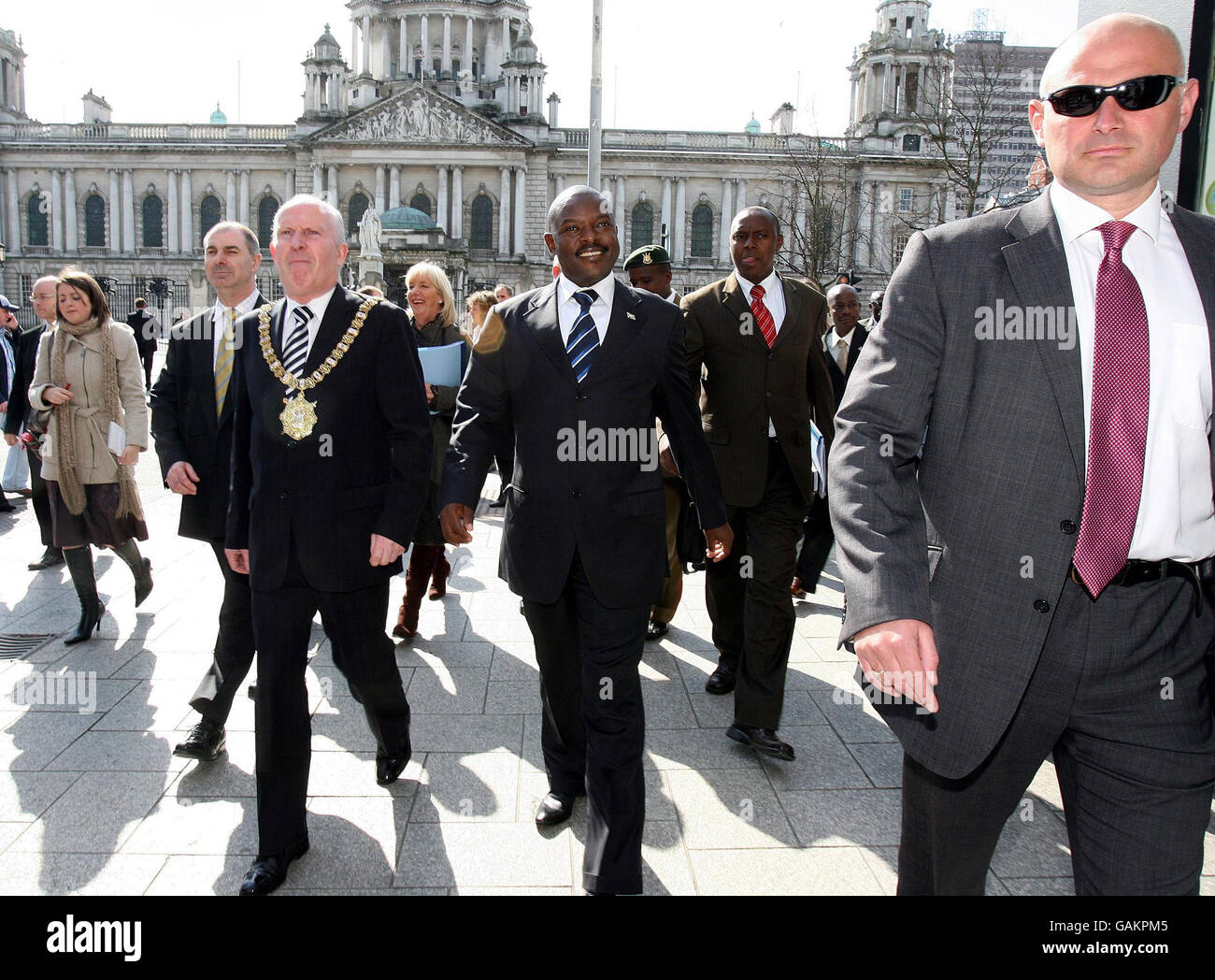 The Lord Mayor of Belfast, Councillor Jim Rodgers shows His Excellency ...