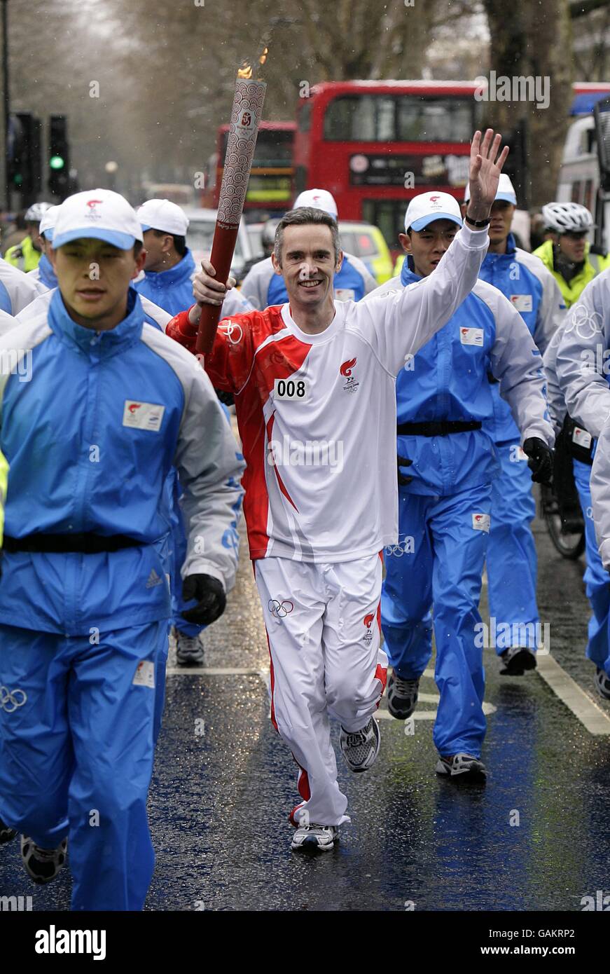 Beijing Olympics Torch Relay - London. The torch leaves Notting Hill ...