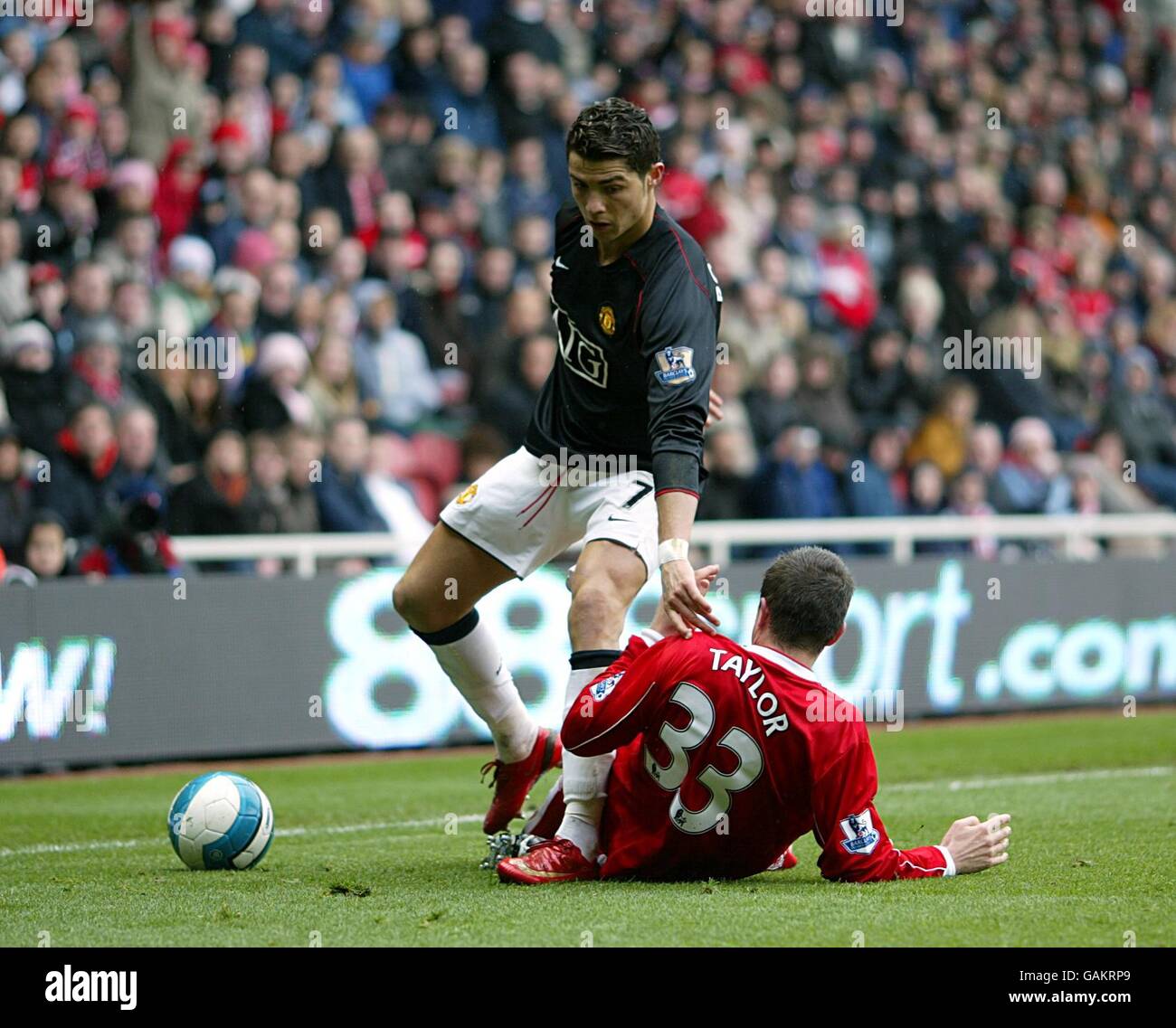 Manchester uniteds cristiano ronaldo and middlesbroughs andrew taylor ...
