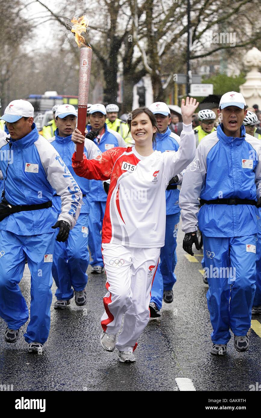 Beijing Olympics Torch Relay - London. The torch nears North Carridge ...