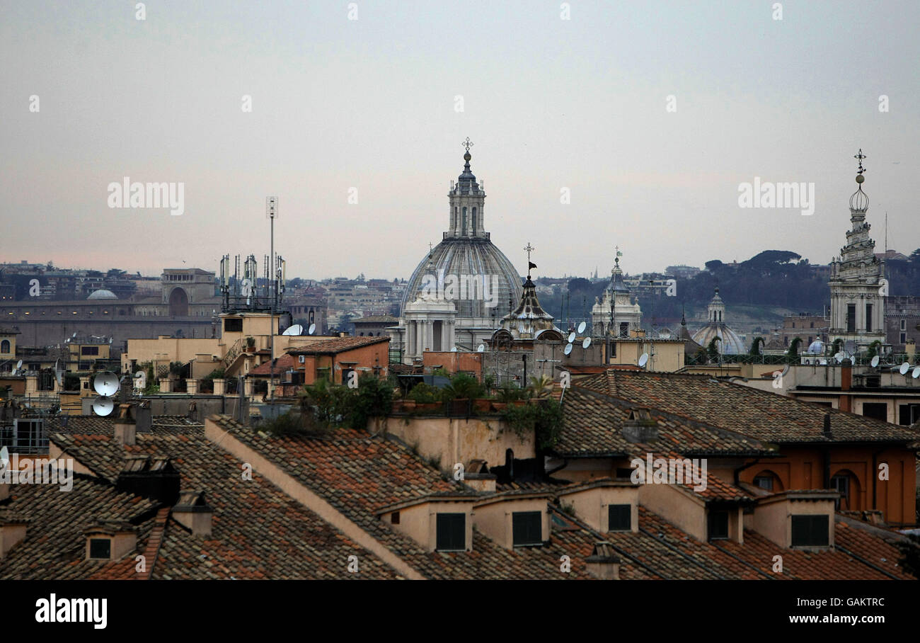 Travel - City Views - Rome. A general view of dusk over the Rome ...