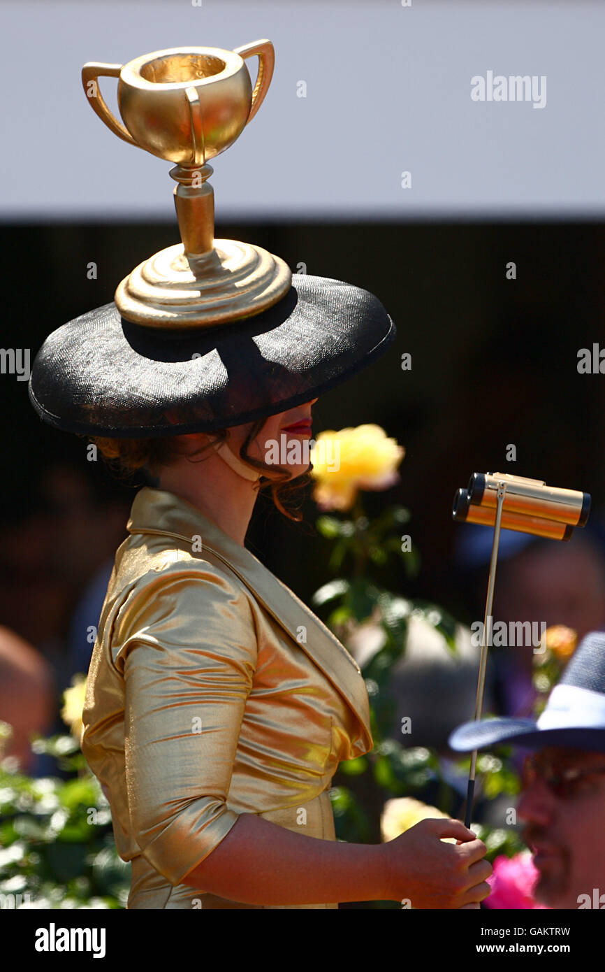 Australia Melbourne Cup. Racegoers in elaborate costume during the ...