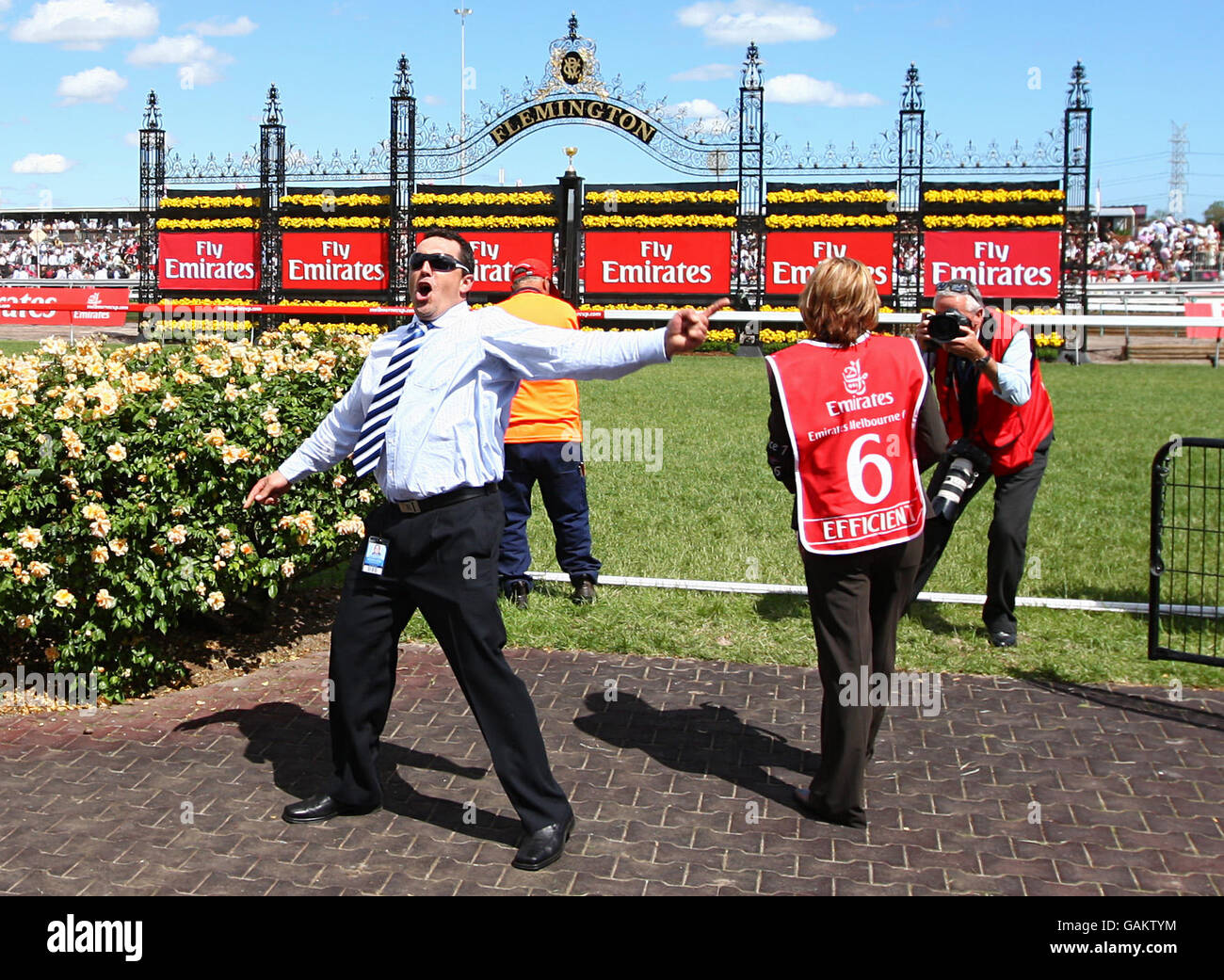 Mark Dosen, stable manager of Efficient celebrates after his horse ...