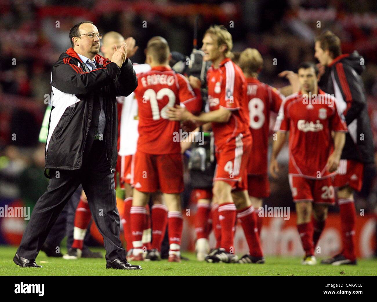Liverpool manager rafael benitez celebrates after the final whistle hi ...