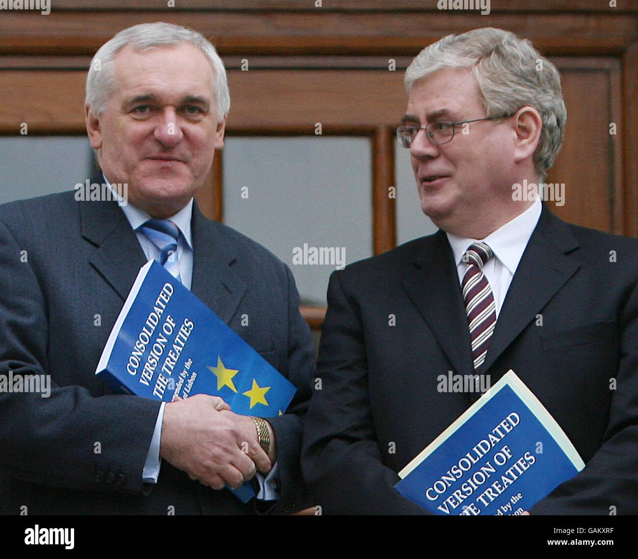 Party leaders, Bertie Ahern (Fianna Fail) and Eamon Gilmore (Labour ...