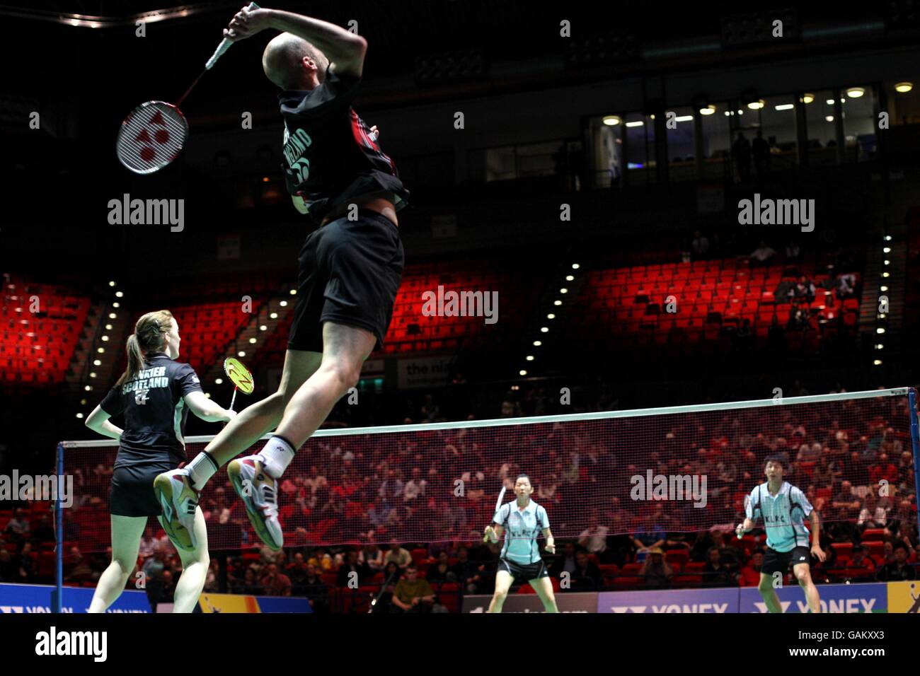 England's Robert Blair and Scotland's Imogen Bankier in action Stock ...