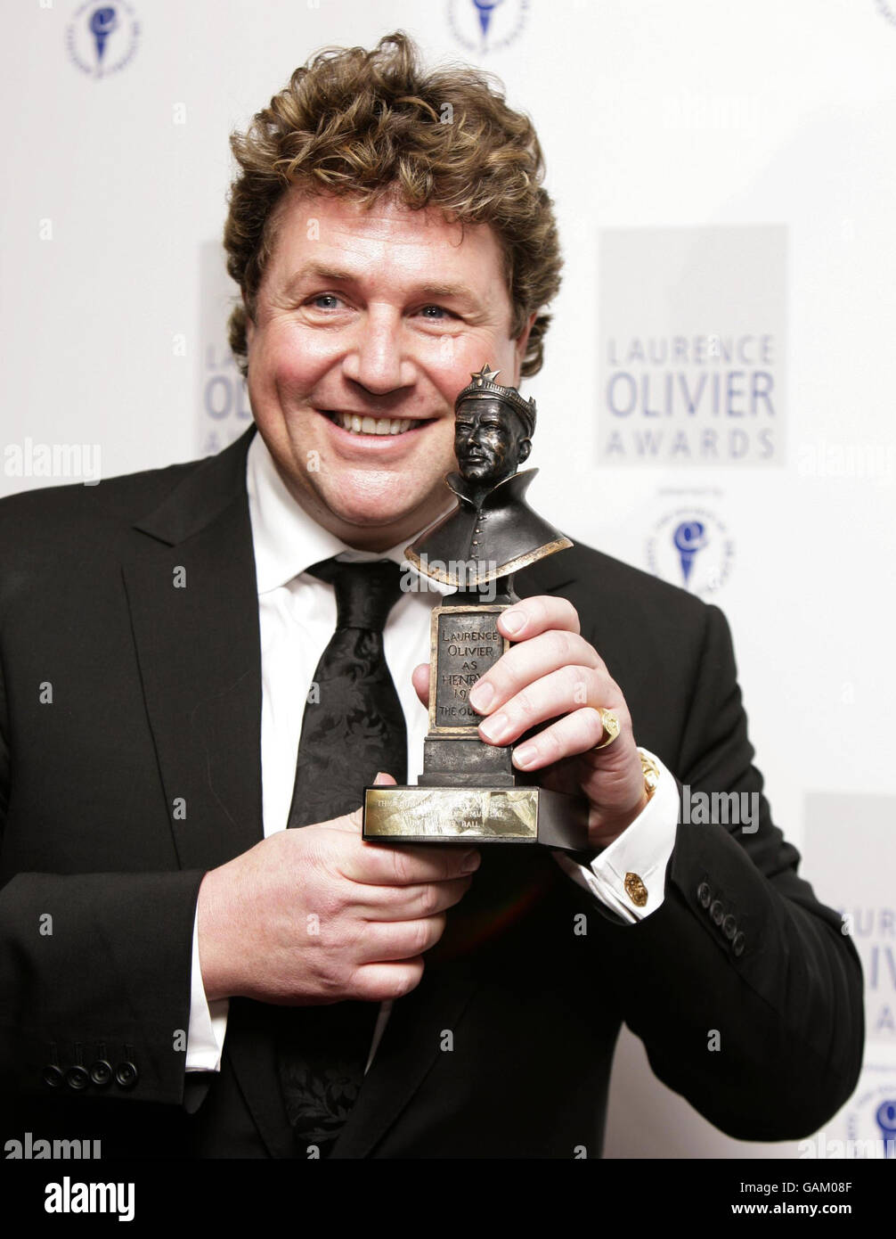 Michael Ball with his Best Actor in a Musical award, during the ...