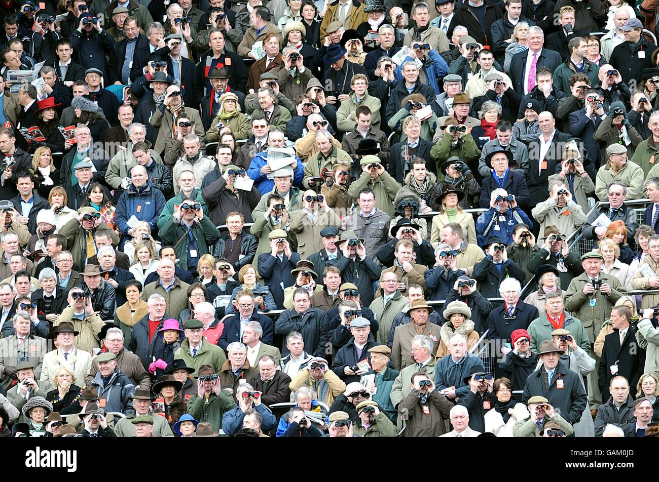 General view of spectators watching the racing during the Cheltenham ...