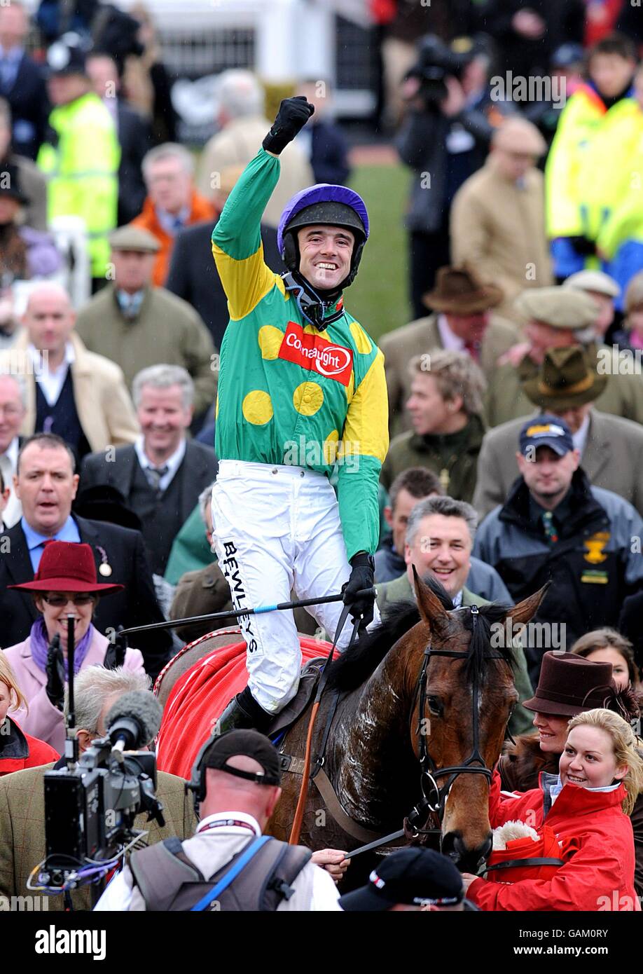 Jockey Ruby Walsh on Master Minded celebrates after winning in the ...