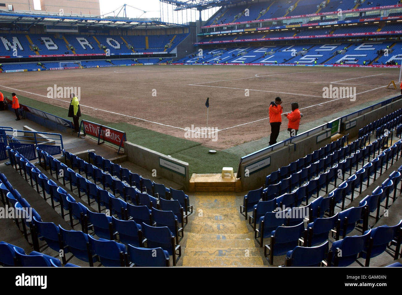 No grass on the pitch at Stamford Bridge, home of Chelsea Stock Photo ...