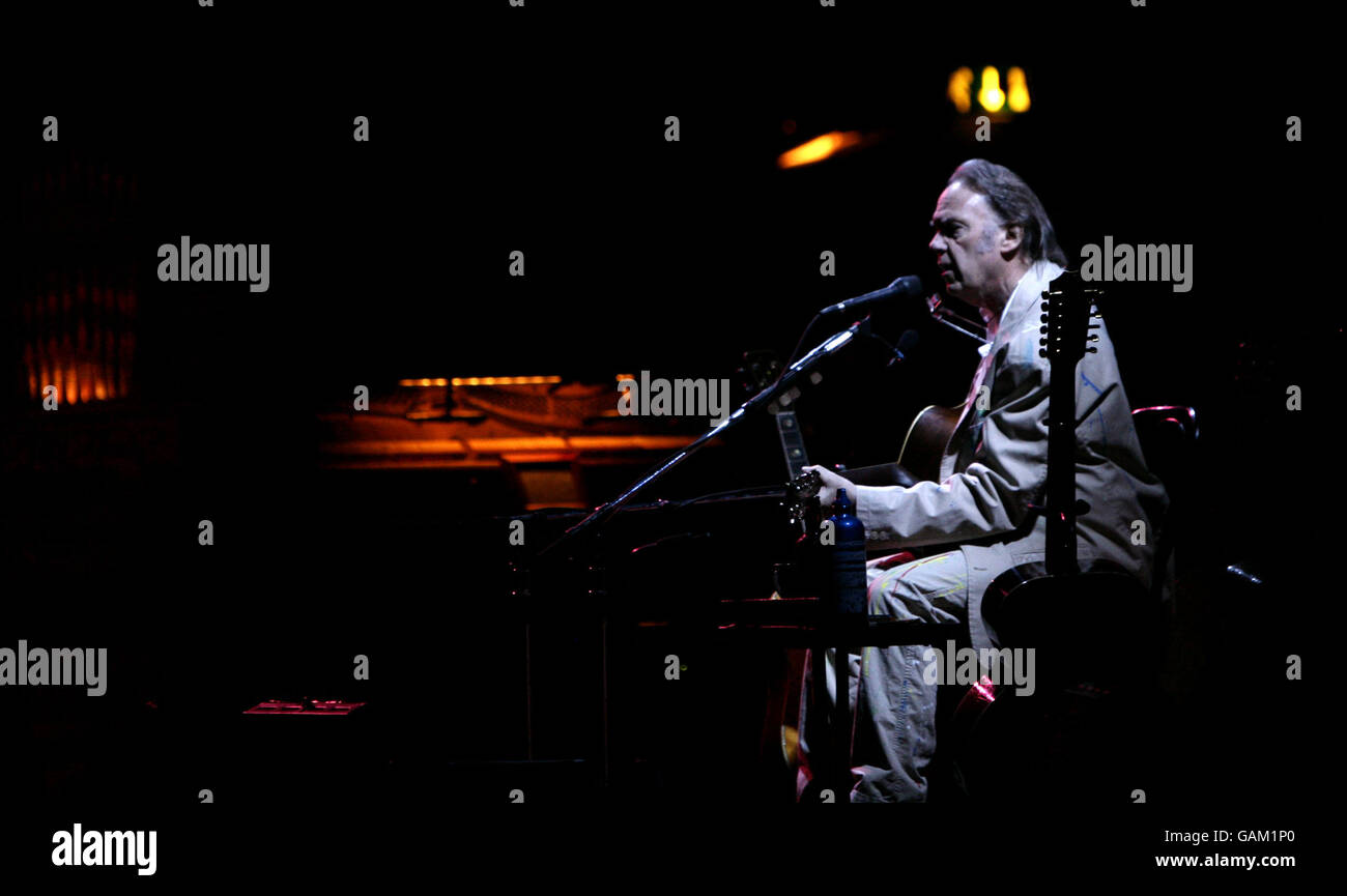 Neil Young performing his acoustic set from the first half of his ...