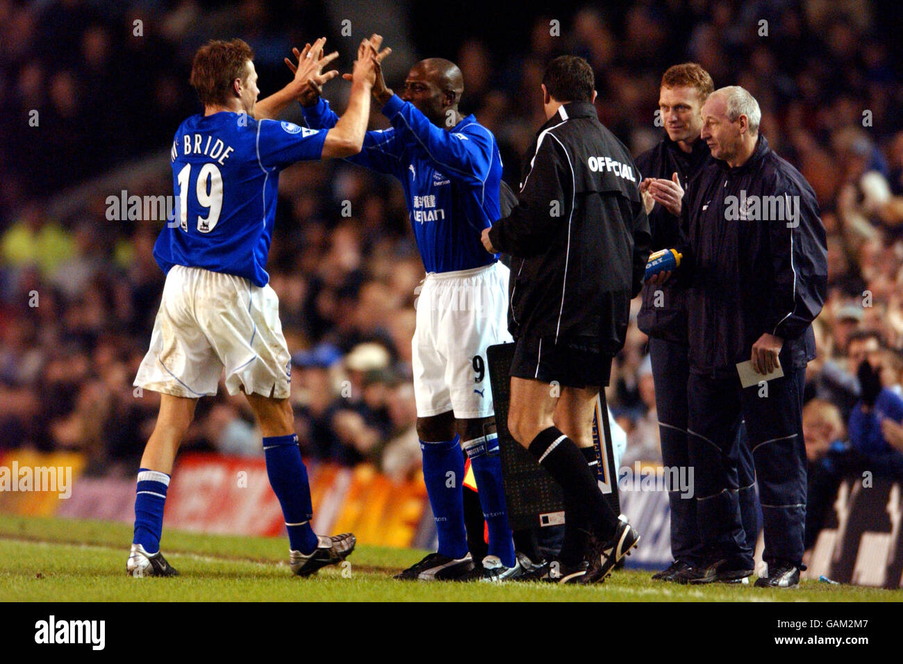 Everton's Brian McBride scorer of both of their goals is replaced by ...