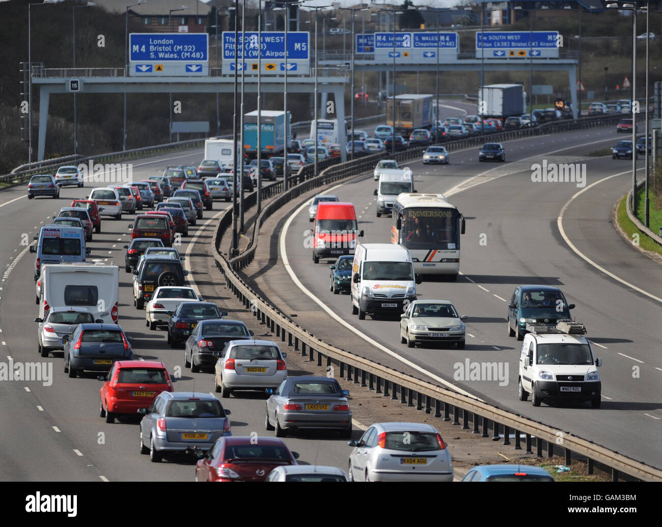 Easter travel. Heavy traffic on the southbound M5 near Bristol Stock ...