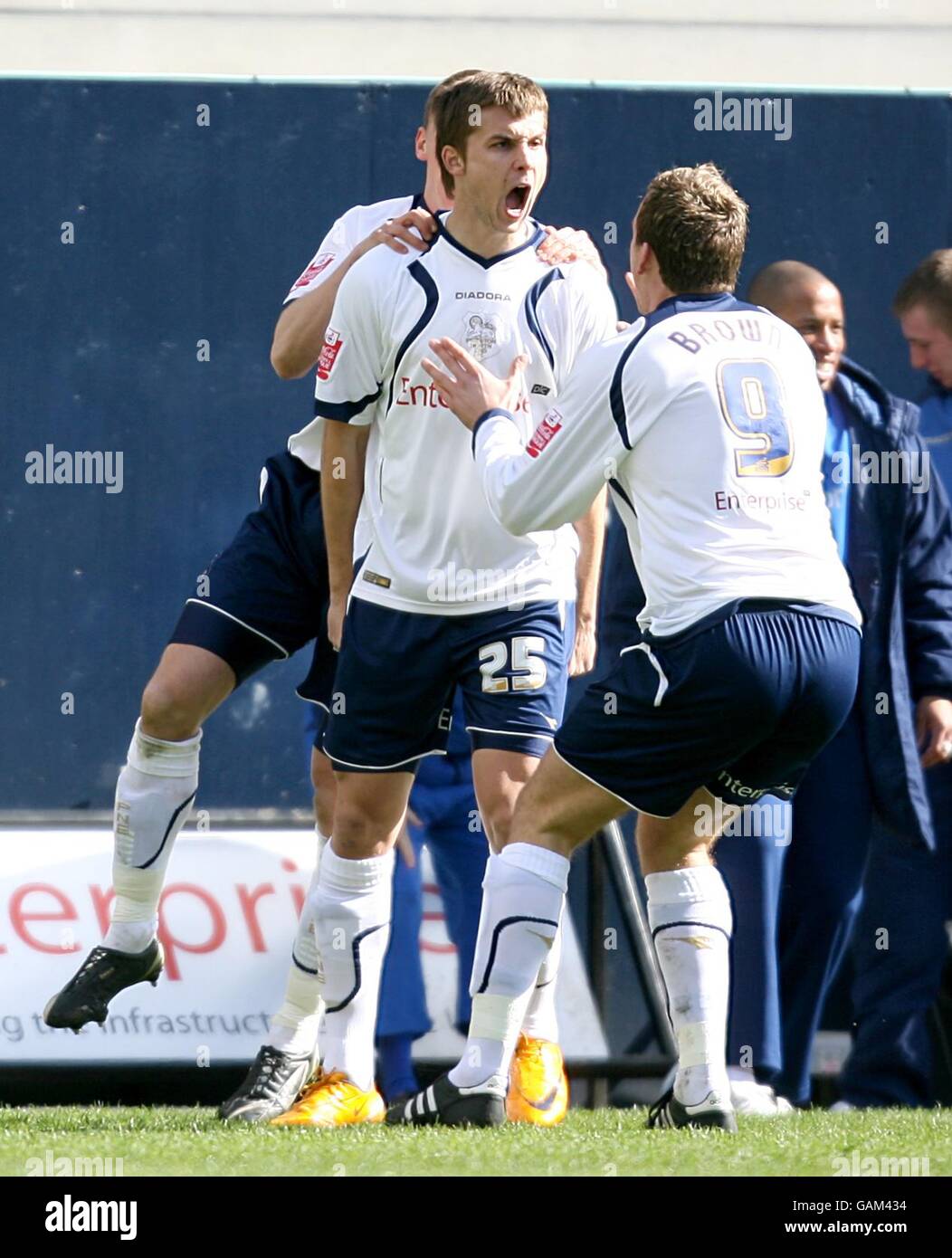 Preston North End's Tamas Priskin celebrates scoring the opening goal ...