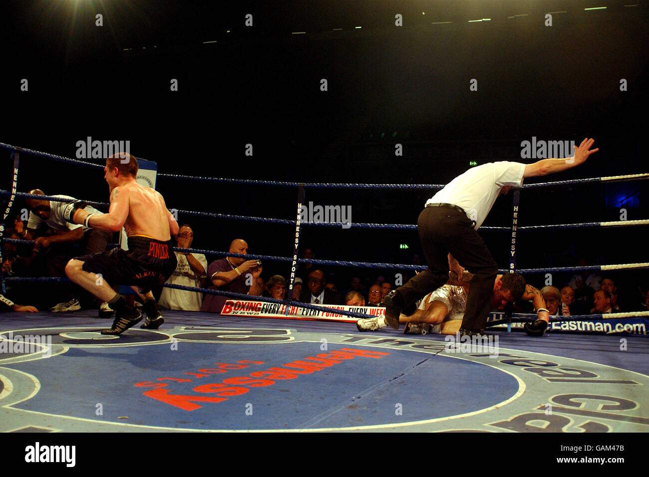 Boxing - Nottingham Ice Stadium. l-r; Wayne Pinder celebrates his ...
