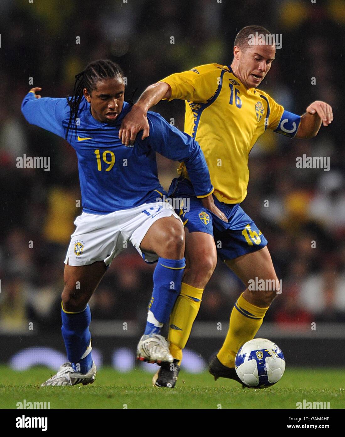 Brazil's Oliveira Anderson and Sweden's Daniel Andersson (right) battle ...