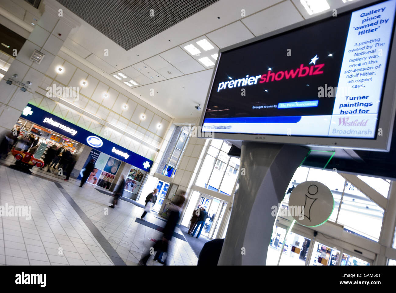 Premier Showbiz Information Pod Stock Photo - Alamy