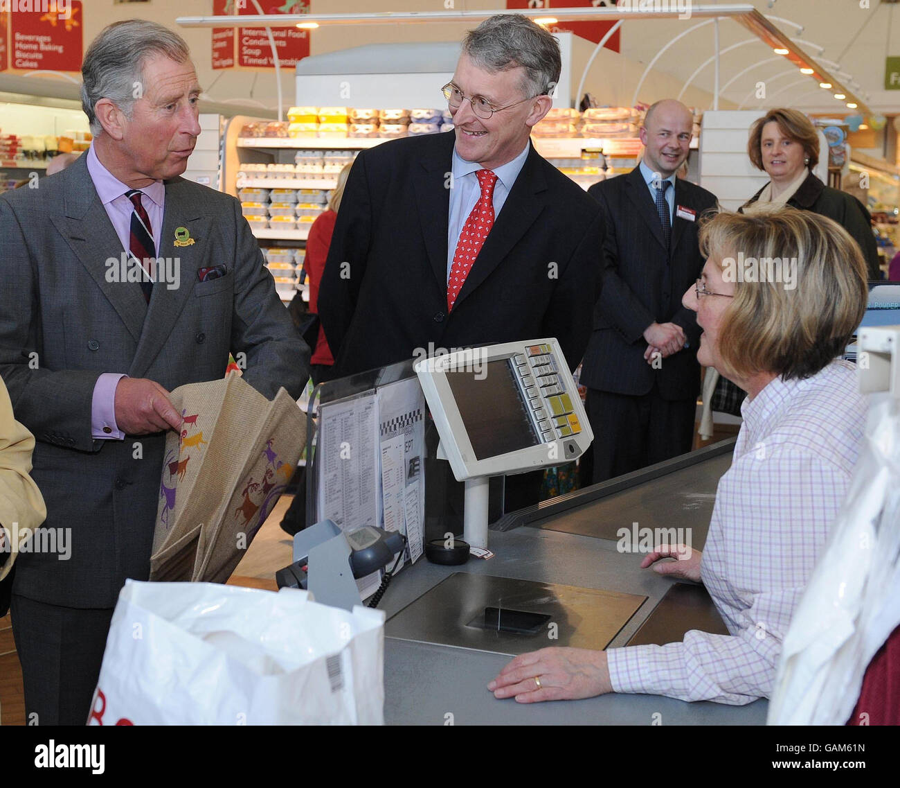 Prince Charles and MP Hilary Benn with checkout assistant Christine ...