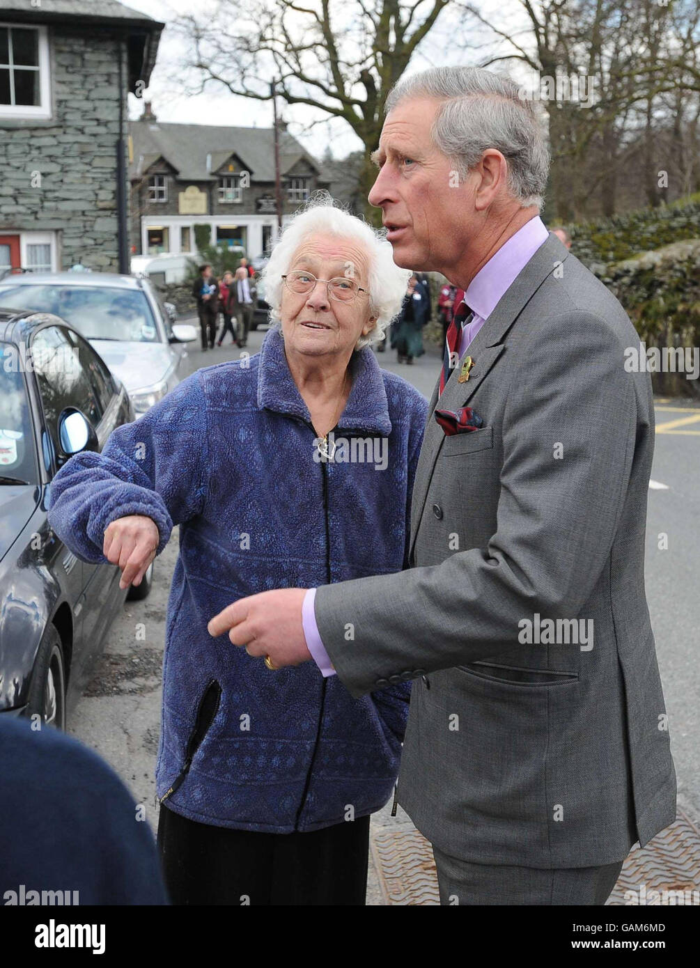 The Prince of Wales meets Eleanor Mallett on a visit to the village of ...