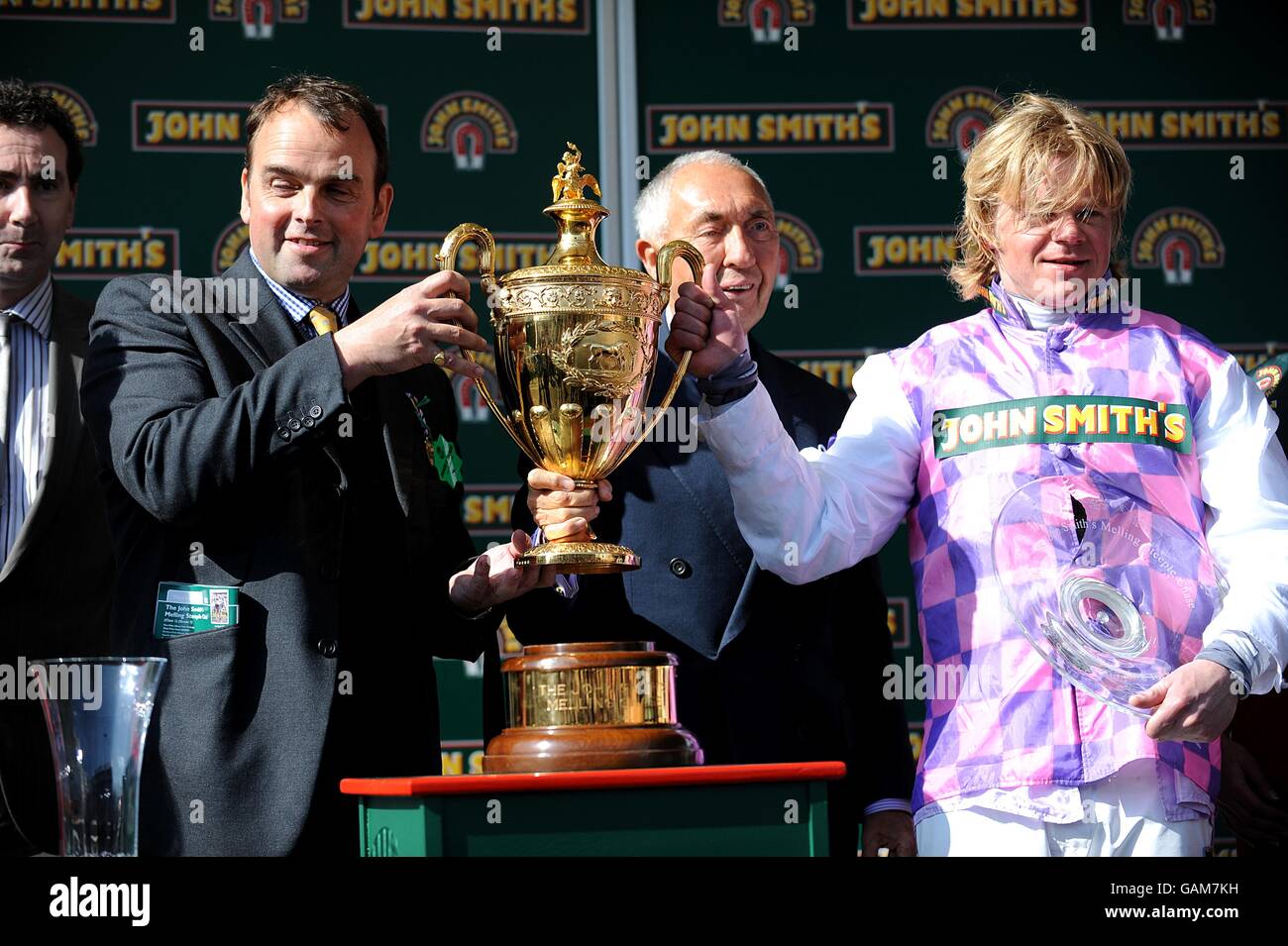 Jockey Robert Thornton celebrates with trainer Alan King after winning ...