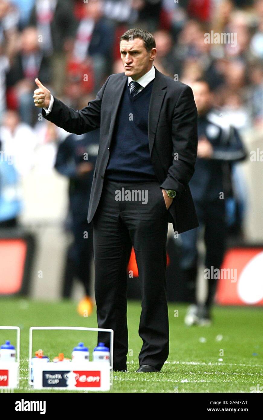 West bromwich albion manager tony mowbray on the touchline hi-res stock ...