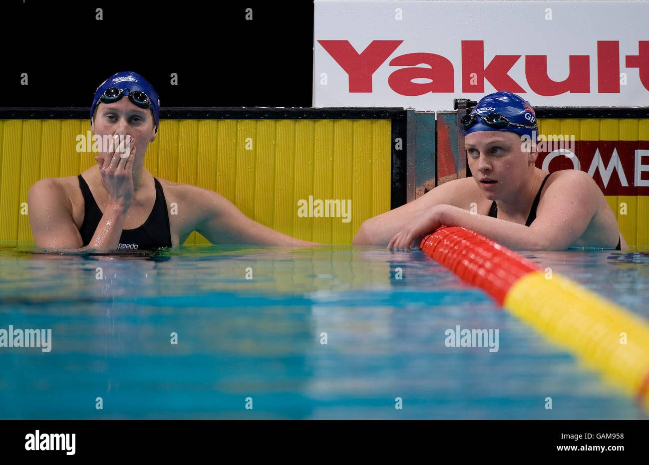 Great Britain's Jemma Lowe (left) and Jessica Dickons react after ...