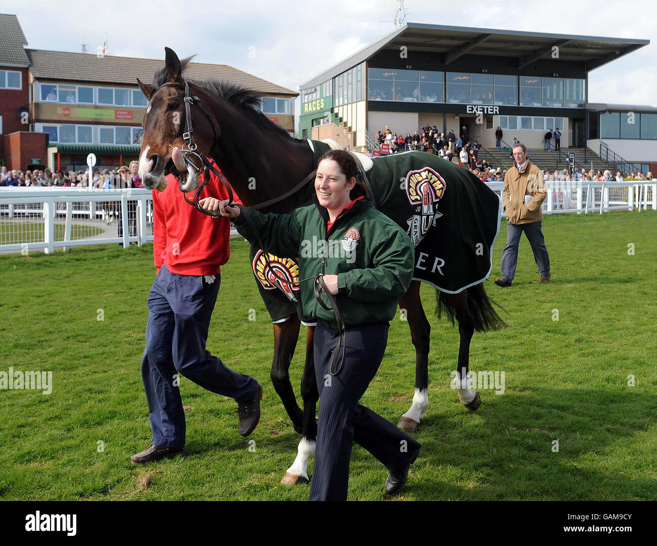 Grand National winner Comply Or Die sticks out his tongue as he is ...