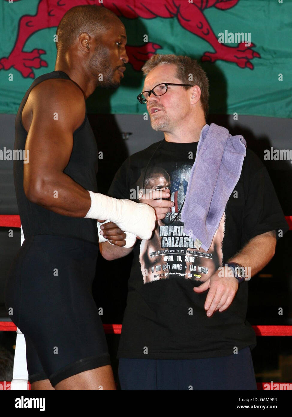 American boxer Bernard Hopkins listens to his head trainer Freddie ...